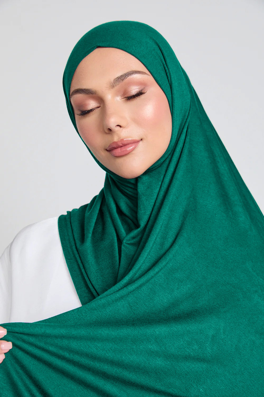 PLAIN STRETCH SCARF – TEAL – Al-Shazia